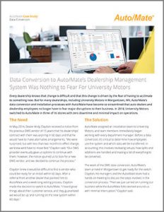 Case Study | University Motors - Auto/Mate | Auto/Mate